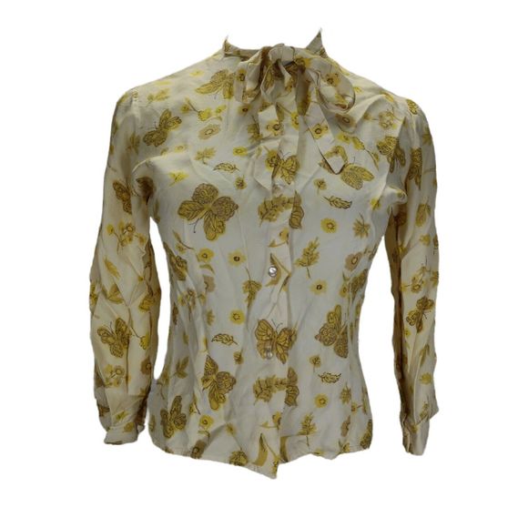 Rhoda Lee | Tops | Vintage 7s White Secretary Top Size S Yellow ...
